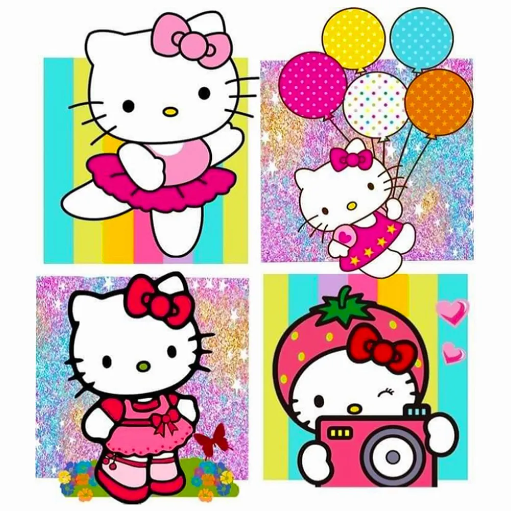 Hello kitty Cat (canvas) full round/square drill diamond painting