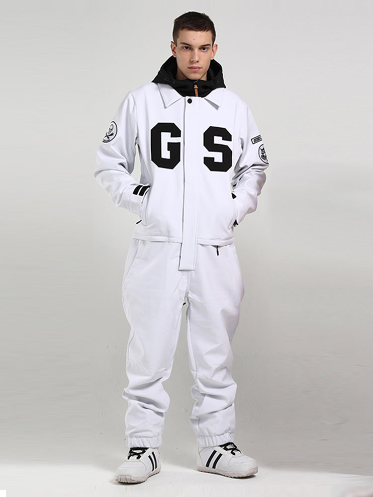Skiiworld Men's White 15K Waterproof Winter One Piece Snowboard Suits