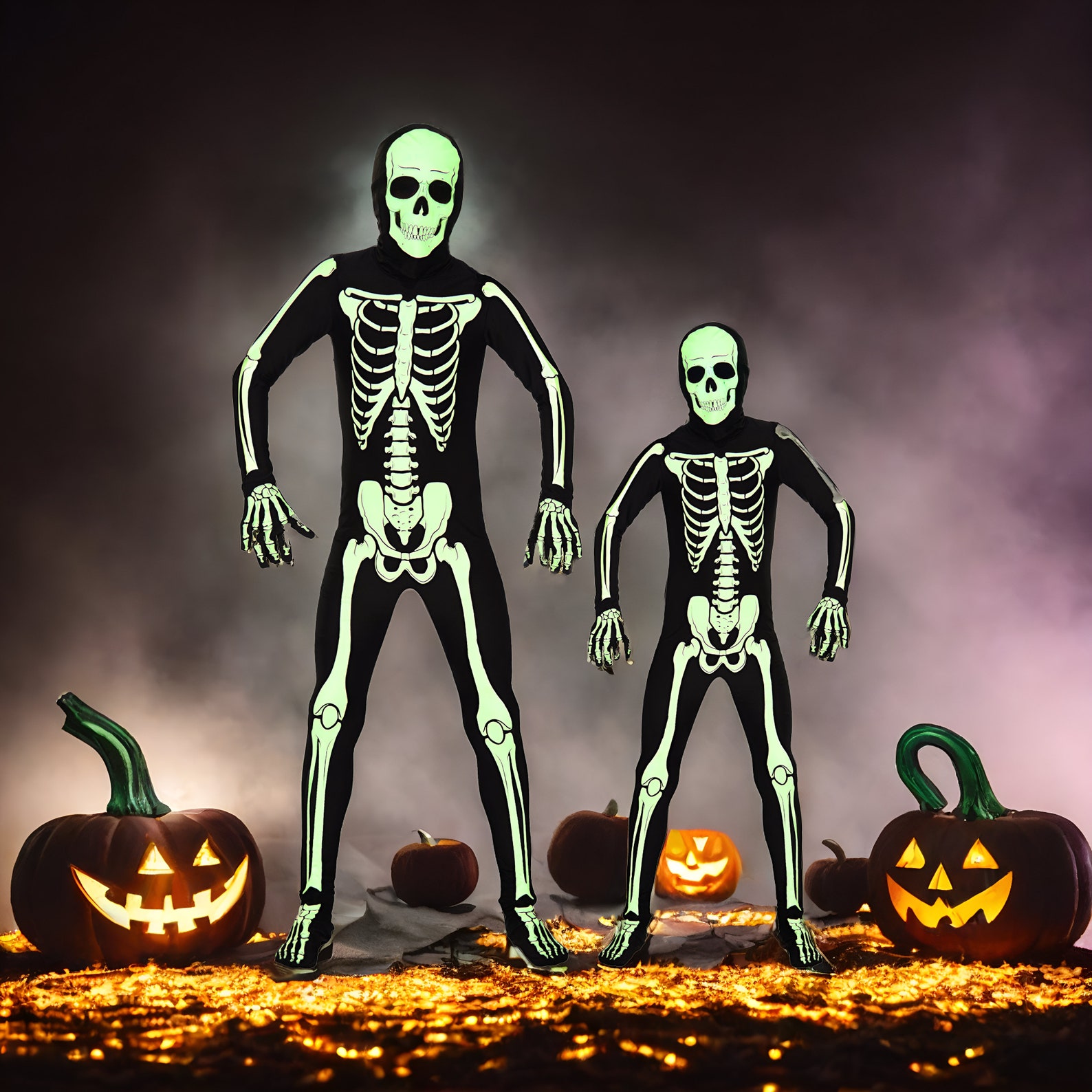 Luminous Halloween Skeleton Zentai Costume - Full Body Skull Suit for ...
