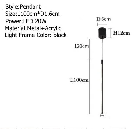 Modern LED Cylindrical Pendant Lights Background Strip Hanglamp Long ...