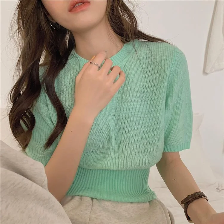 CANDY COLOR KNIT CROP TOP