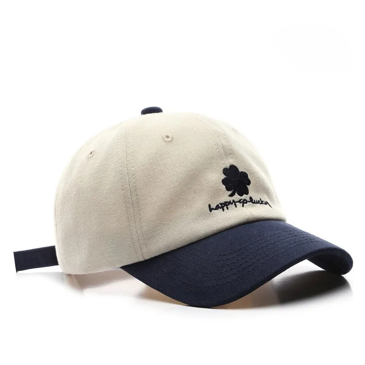 Caps For WomenSpring Autumn Color Matching Four Leaf Clover Embroidered ...