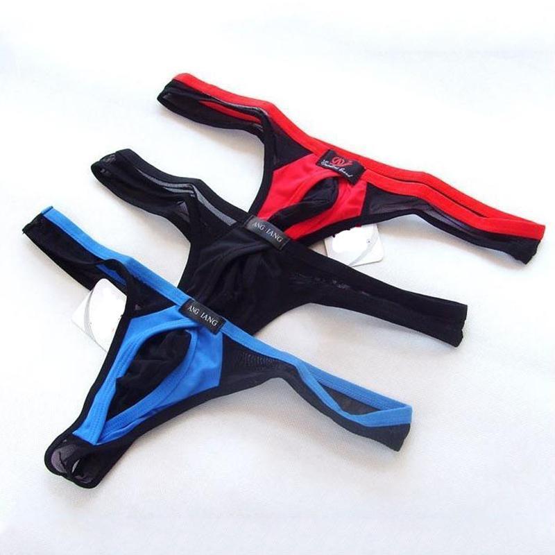 Men's low-rise mesh transparent thong