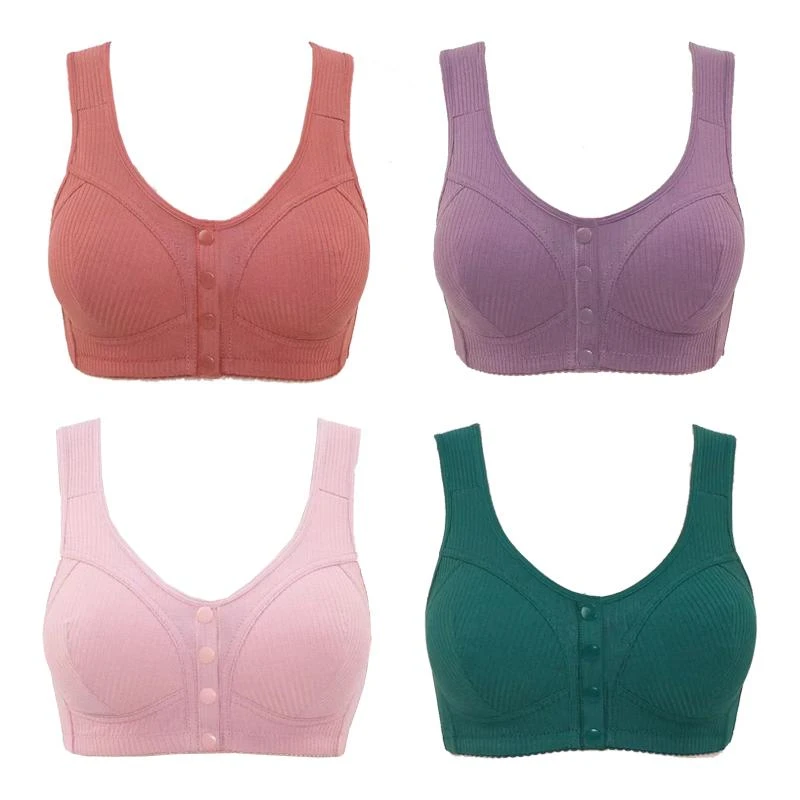 [3 PCS] Wire-Free Plus Size Front Button Bra
