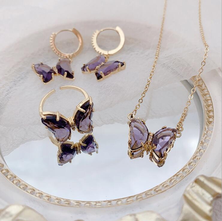 AMETHYST BUTTERFLY THREE-PIECE SET