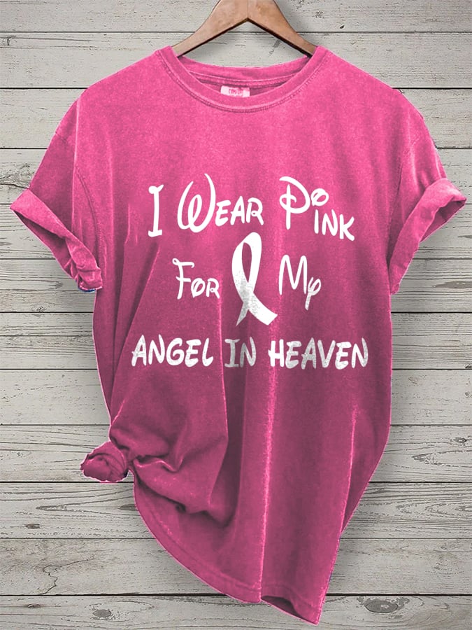 Women's I Wear Pink For My Angel In Heaven Breast Cancer Awareness ...