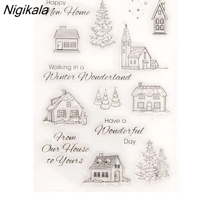 Nigikala Stamp and Dies Winter house Stamps Scrapbook Paper Transparent ...