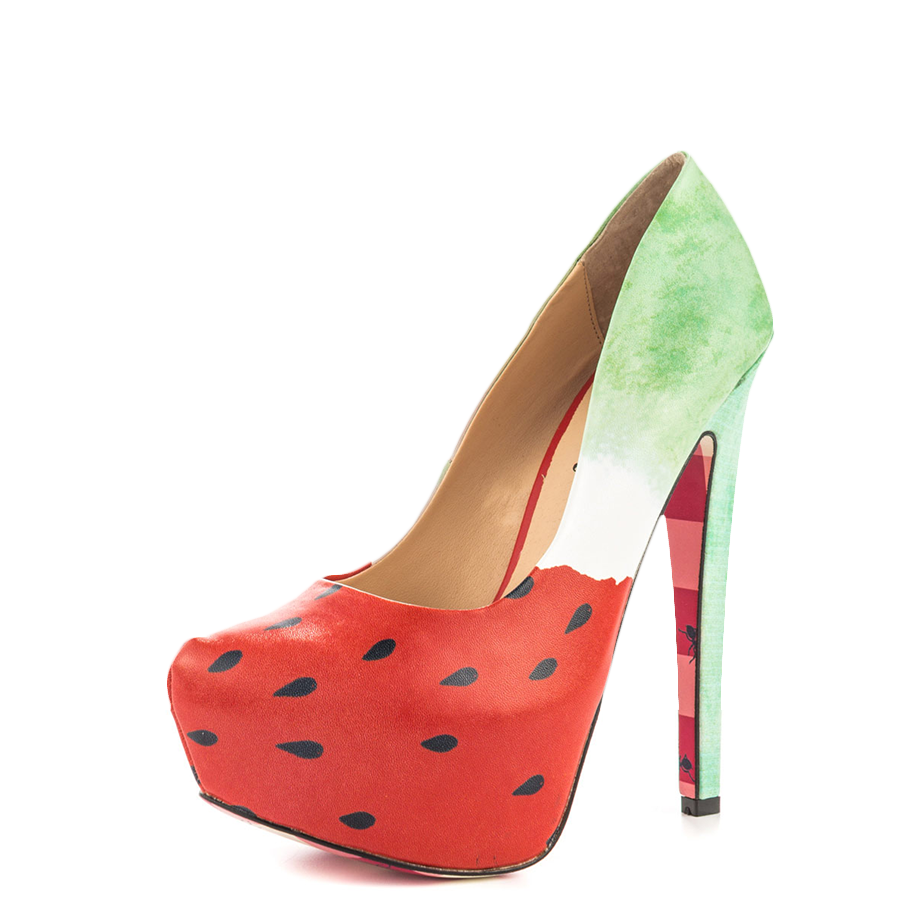 Watermelon Cute Almond Toe Platforms Stiletto Heels Vdcoo