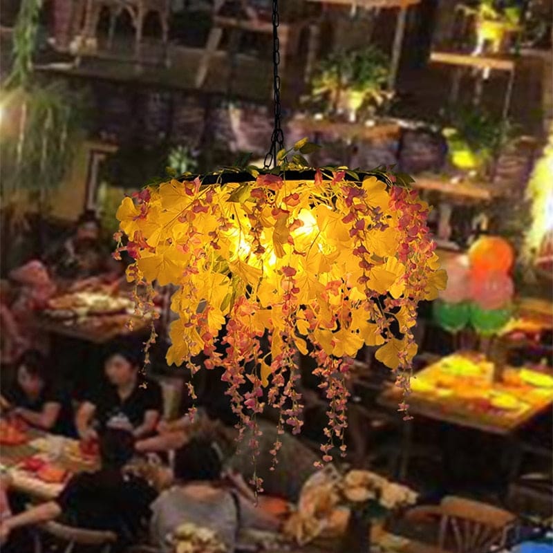 Industrial Wind Simulation Green Plant Maple Leaf Pendant Light Theme ...