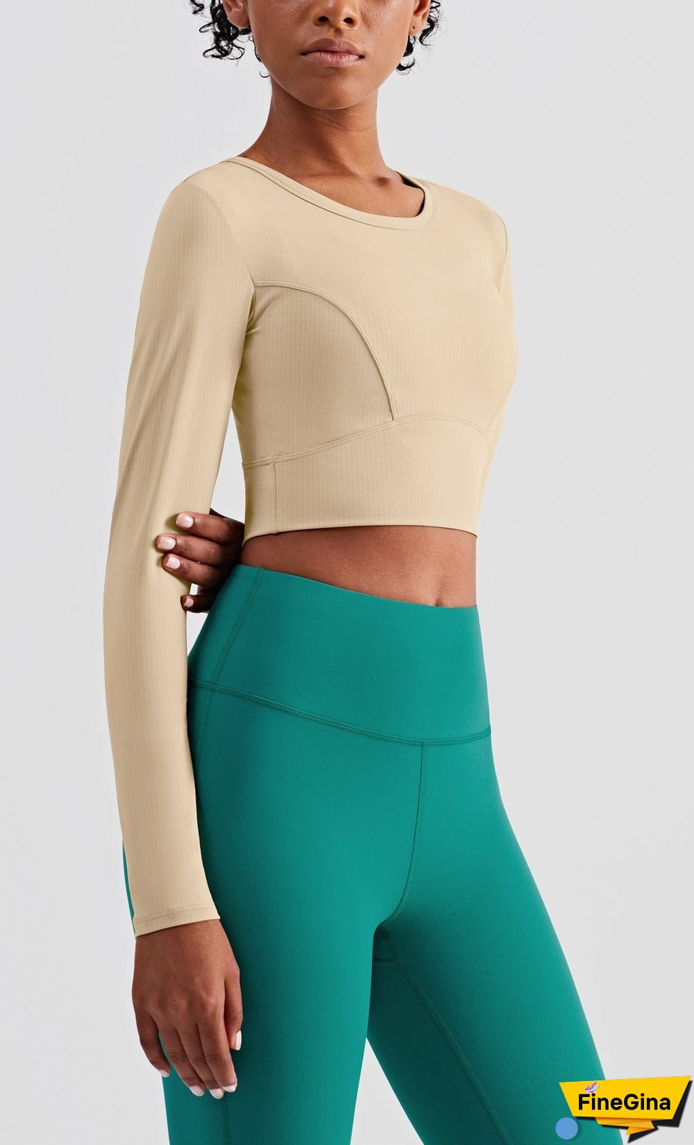 FineGina Cropped Contouring Long Sleeve Top