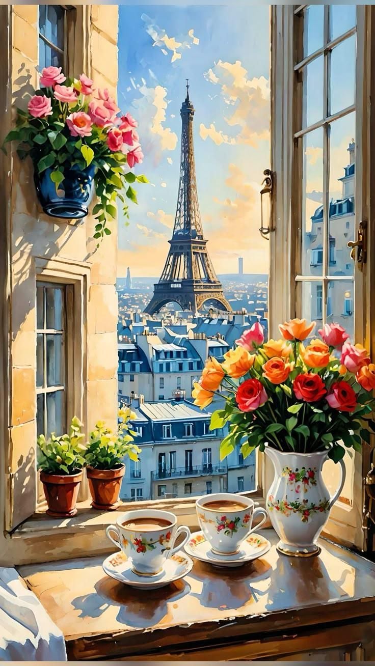 Window Sill Tower Landscape (velvet cloth) AB drill full round/square ...
