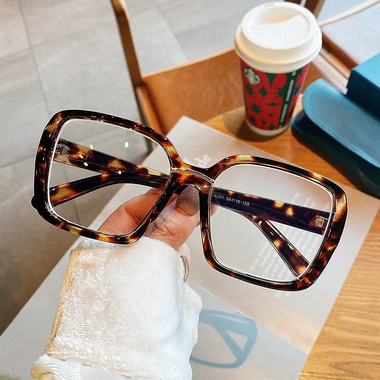 New Square Shape Eyeglasses Frame Men Women Blue Light Blocking Glass ...