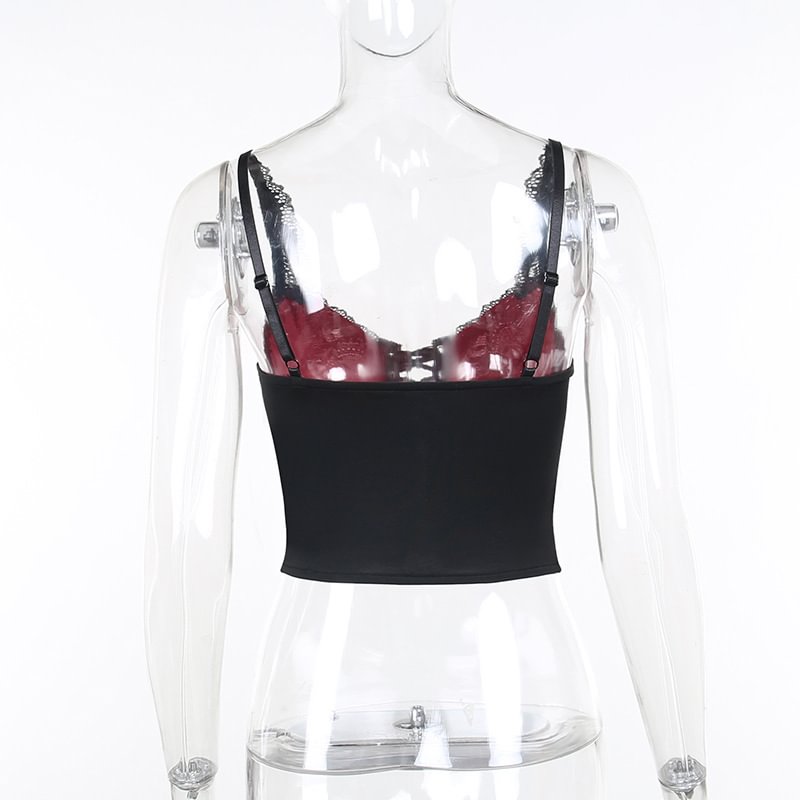 LACE TRIM LACE-UP SLING VEST
