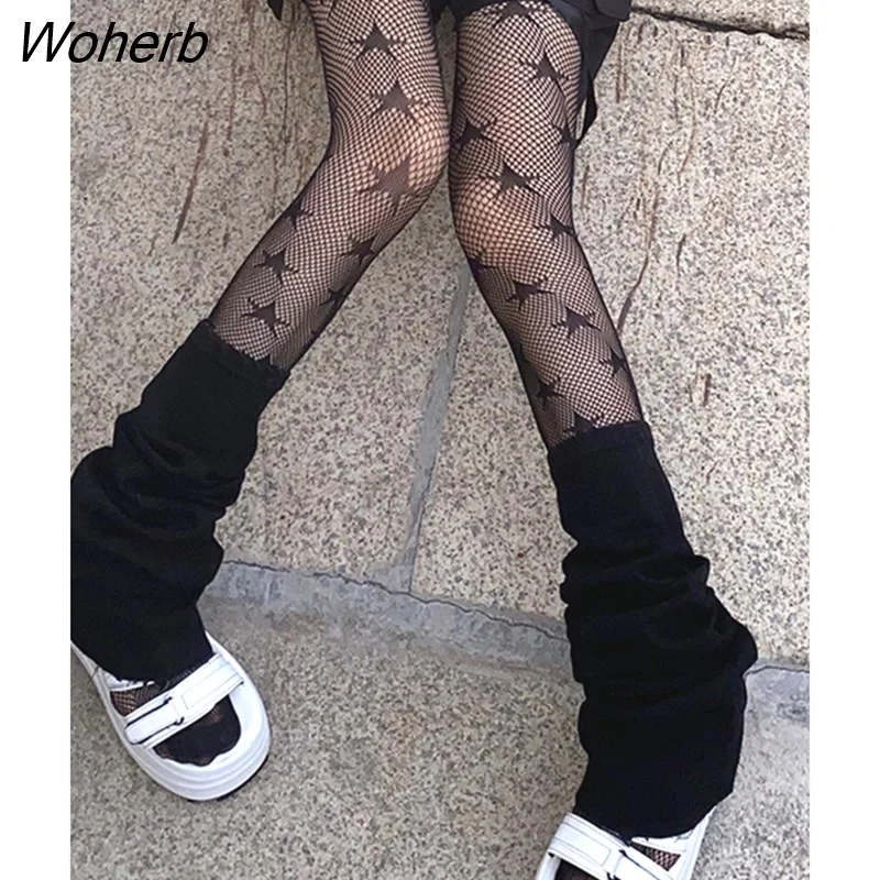 Woherb Punk Y2k Sexy Fishnet Tights Women Harajuku Streetwear Mall ...