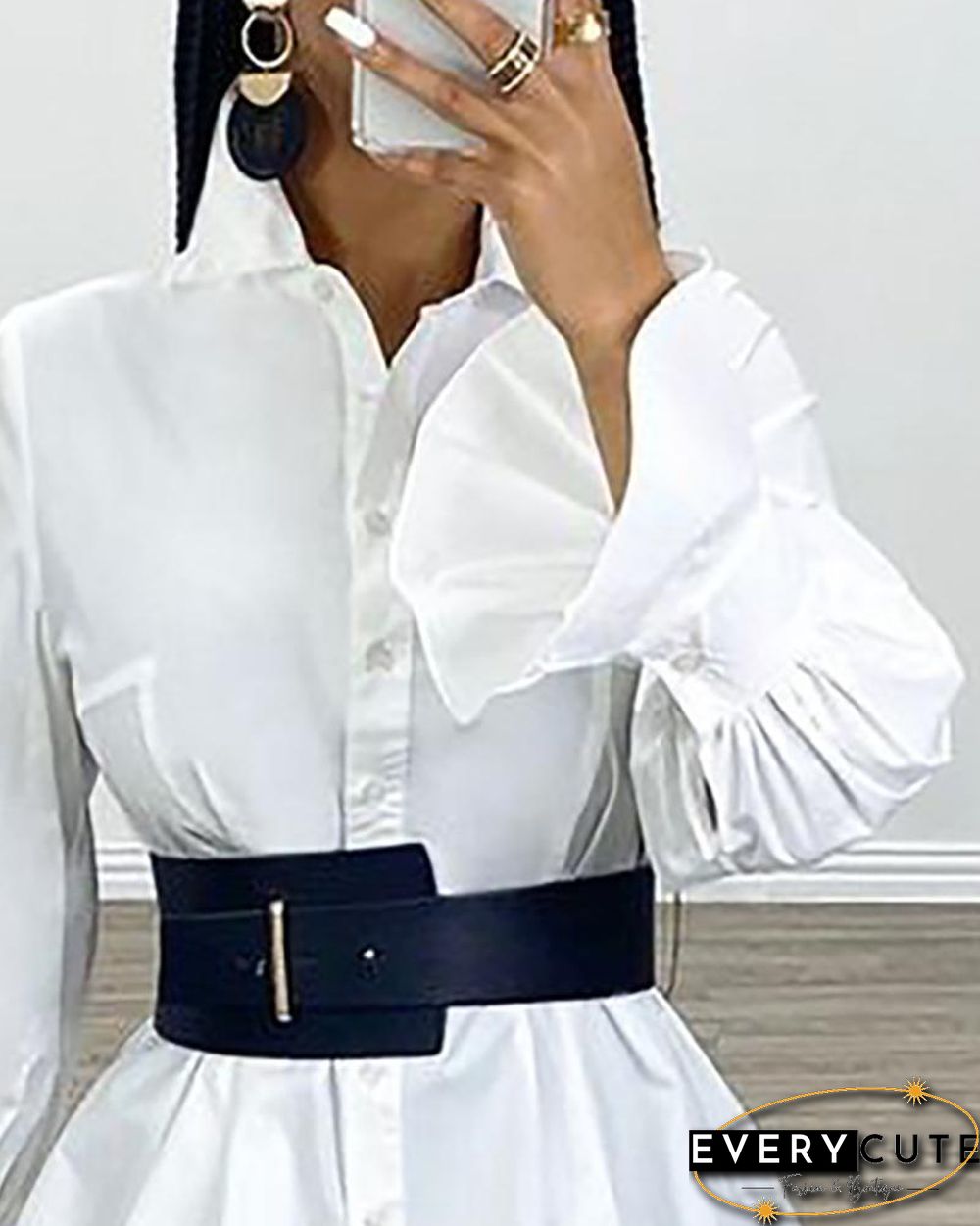 Bell Cuff Irregular Ruffles Shirt