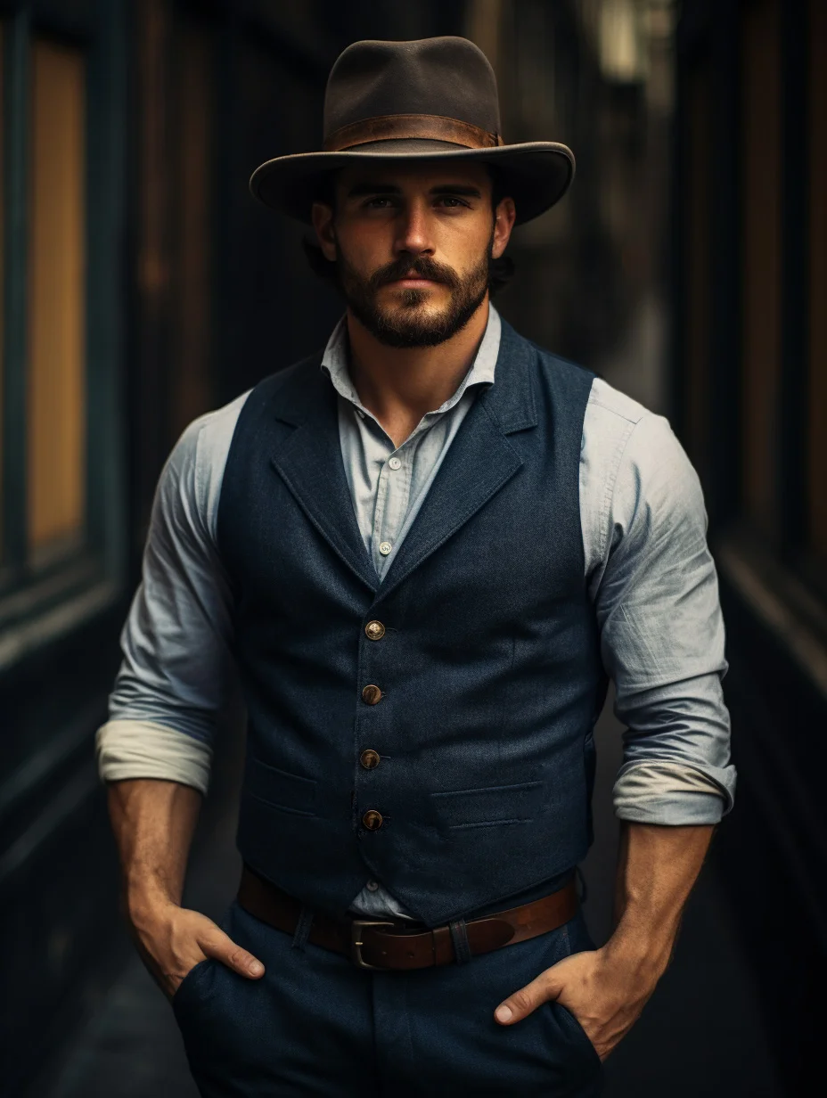 Navy Linen Vintage Gentlemen Vest