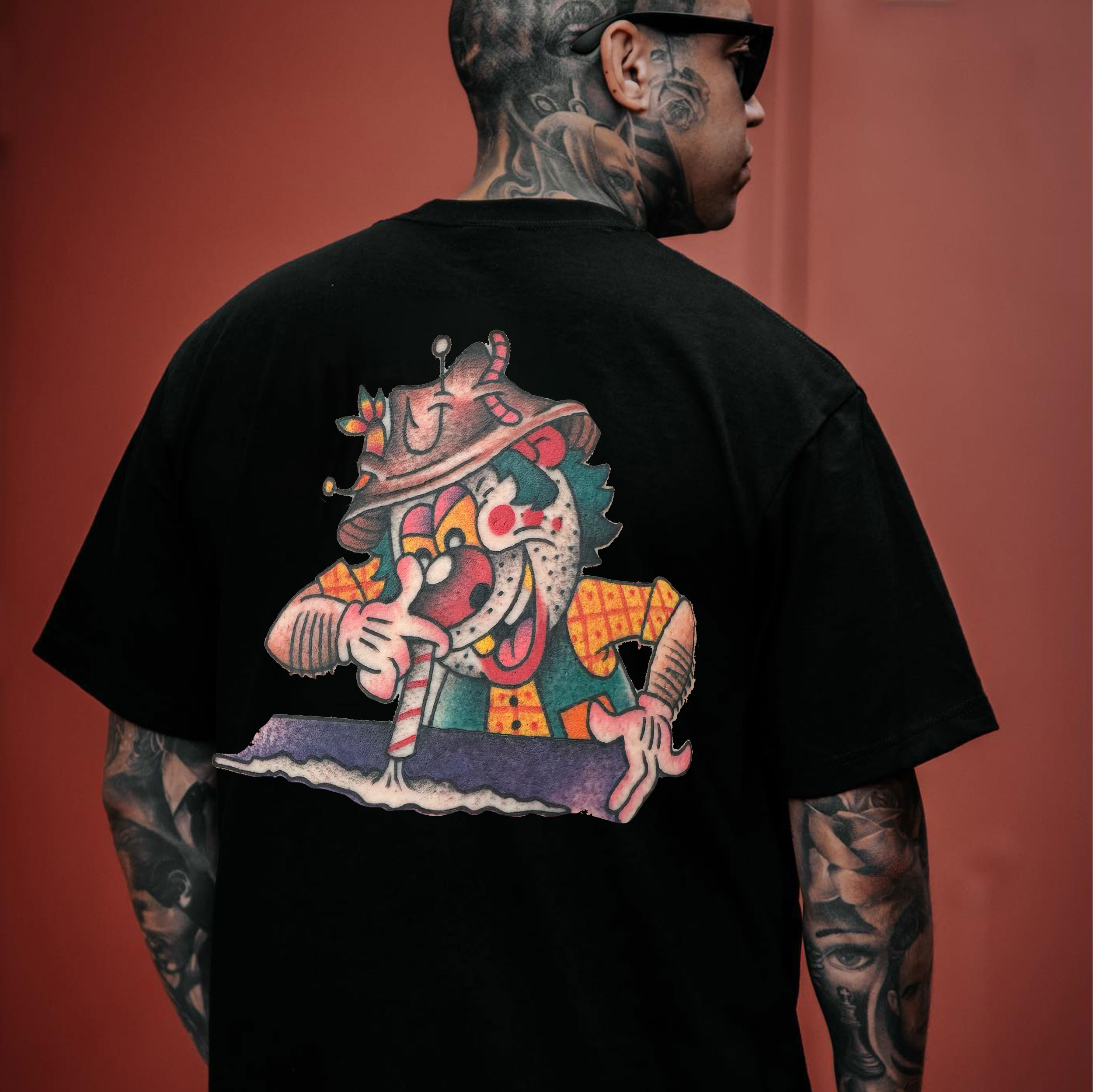 Clown Mouse Funny Mickey Black Print T-shirt