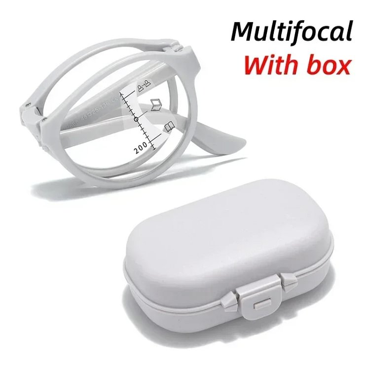Trendy Folding Glasses with Box Round Frame Multifocal Reading Glasses ...