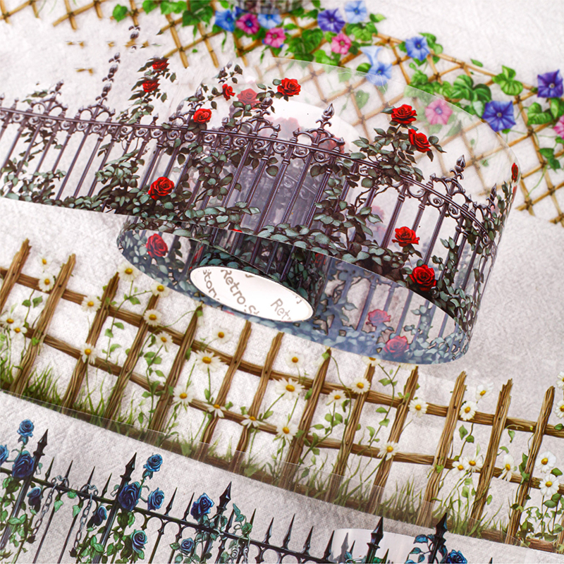 Ruban PET - Série Clôture Vintage Plantes et Fleurs