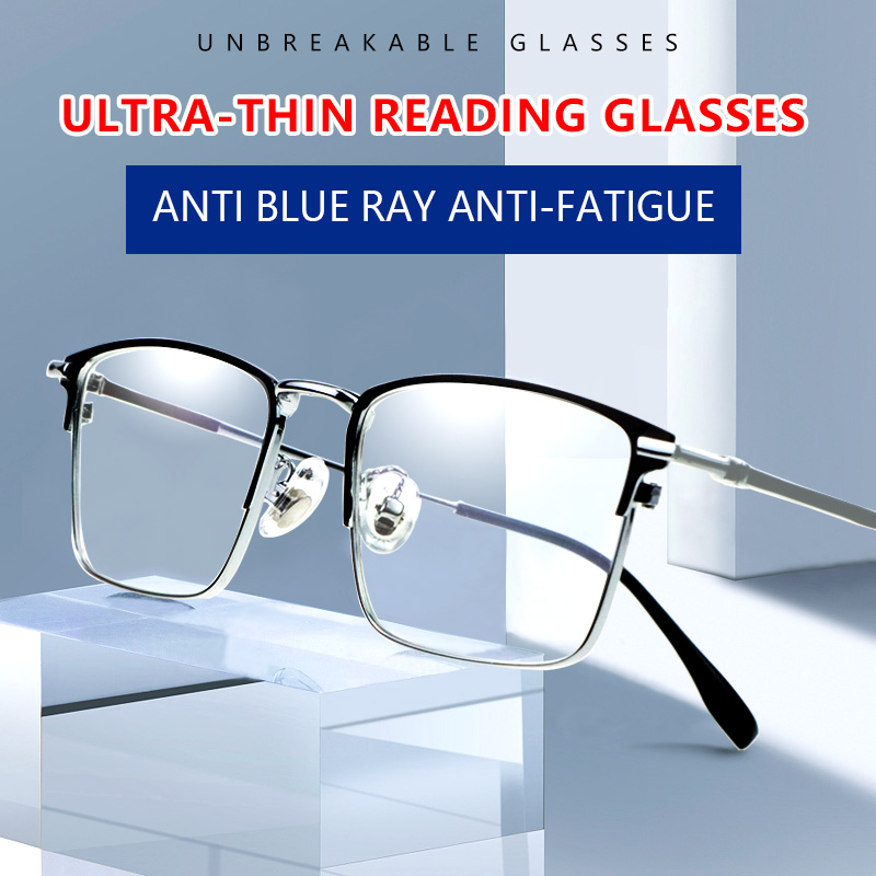 Ultra-Thin Reading Glasses for Men, Blue Light Blocking Presbyopia ...