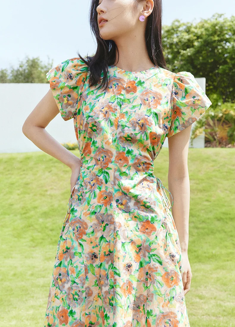 Vintage Short Sleeve Floral Tea Break Dress