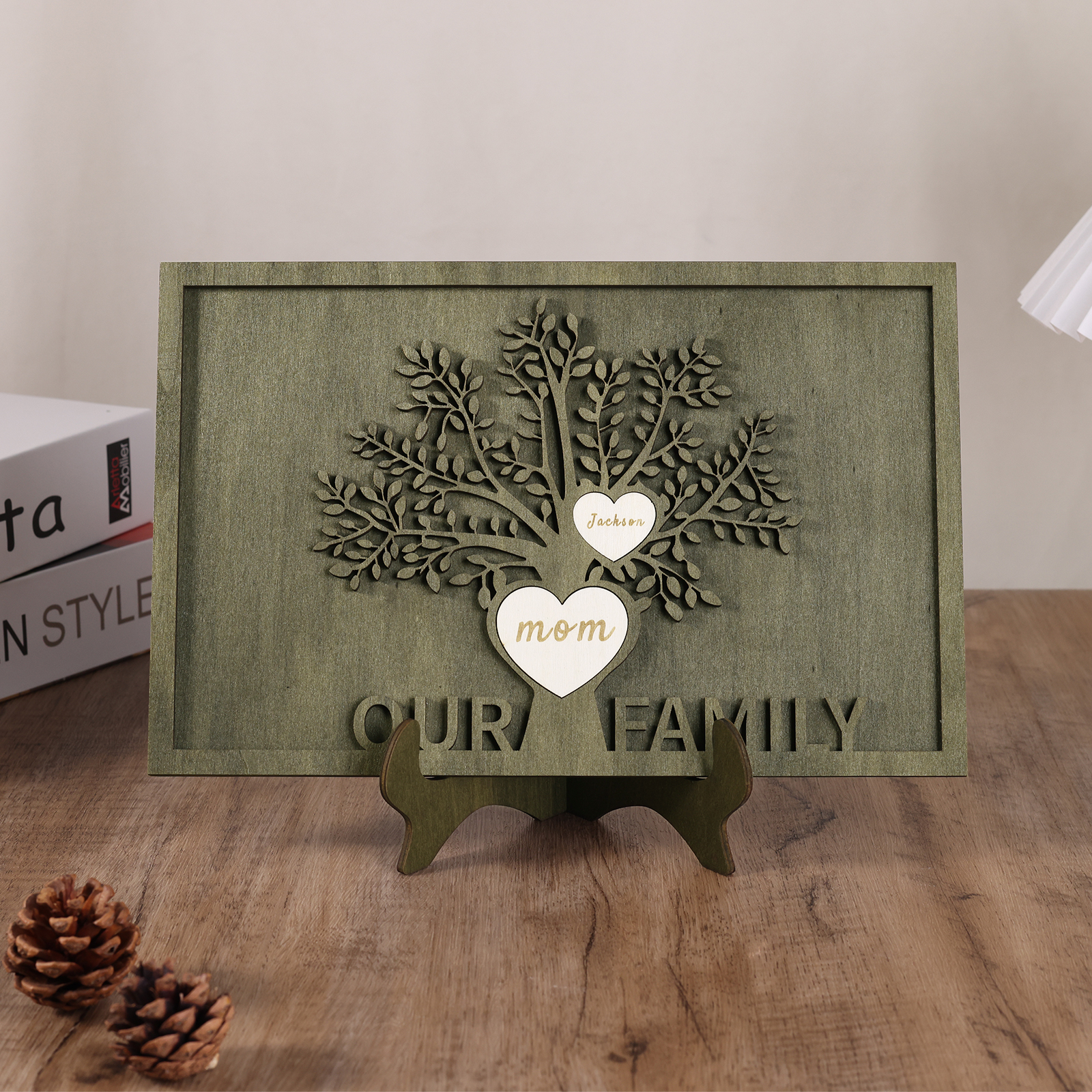 Family Tree Wood Frame Personalized Family Tree Sign Custom 2 Names ...