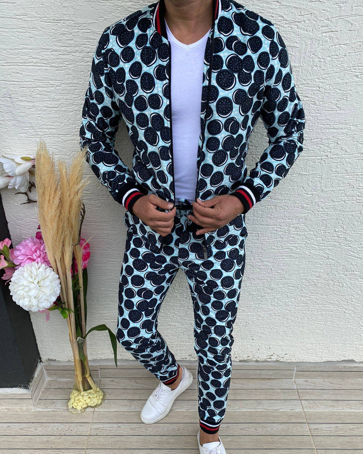 Men's Spoof Oreo Cookies Tracksuit Full Set -00061