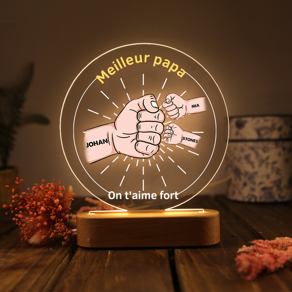 Jessemade FR À Papa/Papi - Lampe de chevet LED Lumières Poings 3 ...