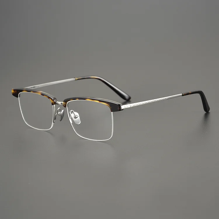 Men Half-Rim Titanium Glasses Frame Ultralight Business Prescription ...