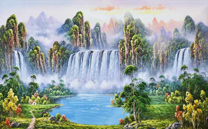 DIY Painting By Numbers | Beautiful waterfall scenery - 40*80cm