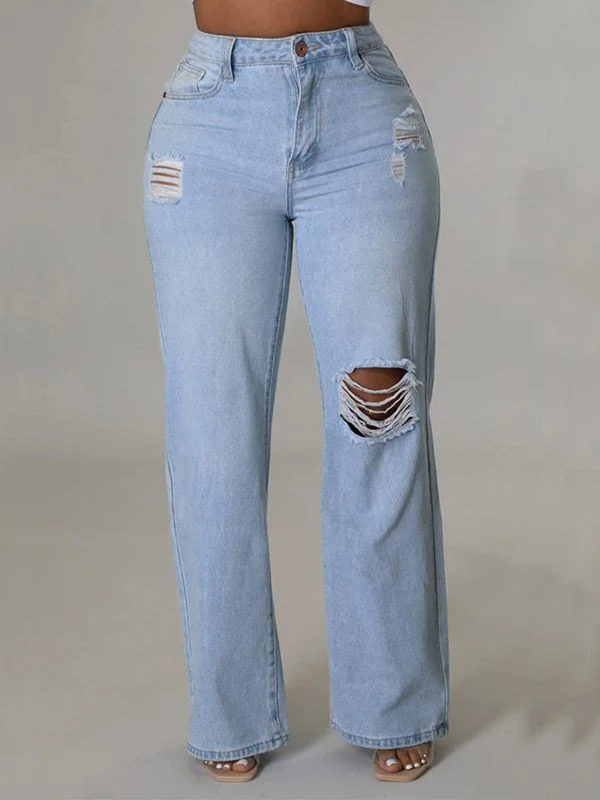 Ripped Straight Jeans