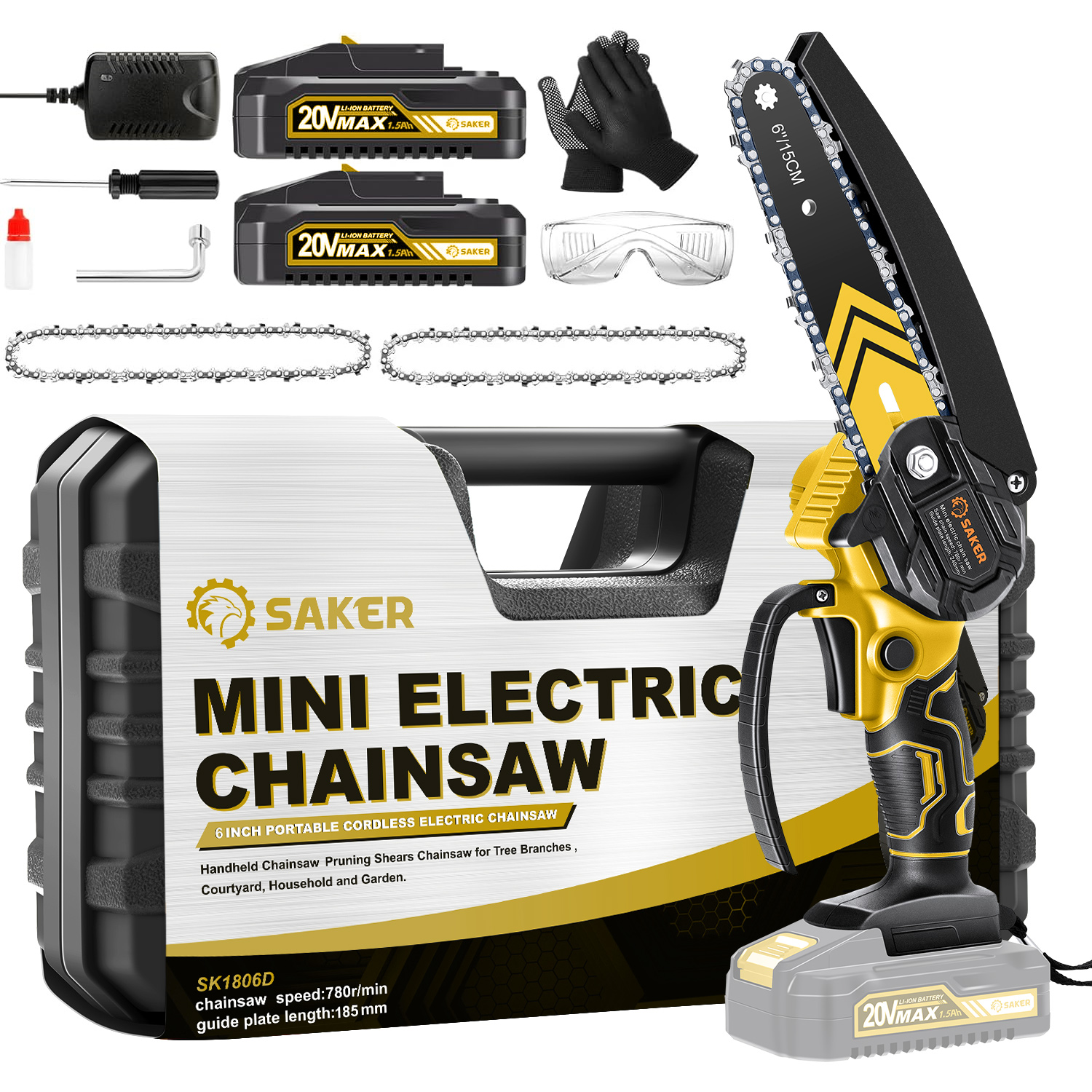 SAKER® Mini Electric Chainsaw 6 Inch