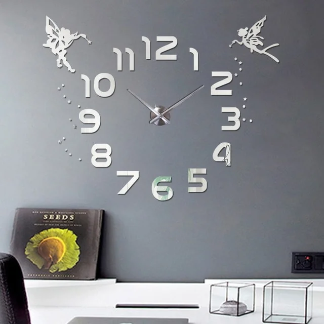 Nigikala 3D DIY Wall Clock Modern Design Silent Big Digital Acrylic ...