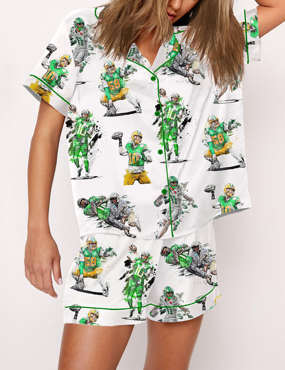 Women's Oregon Ducks Football Player Print Pajama Set