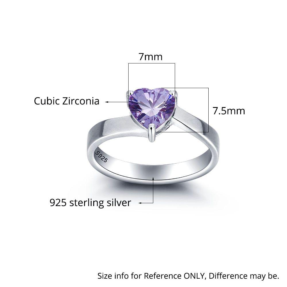Engraved Ring | Heart Shape Birthstone | Personalized Ring For Girls