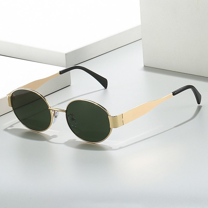 Luxury Small Oval Sunglasses Men Women Brand Design Metal Round Sun ...