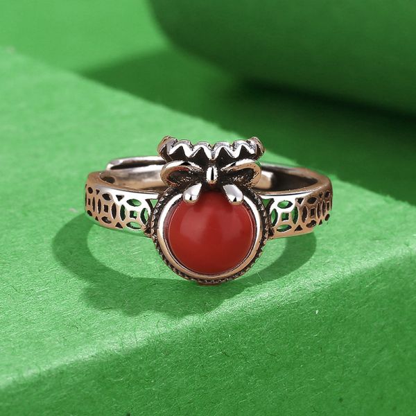 Sterling Silver Fortune Inviting Vintage Copper Money Money Bag Ring
