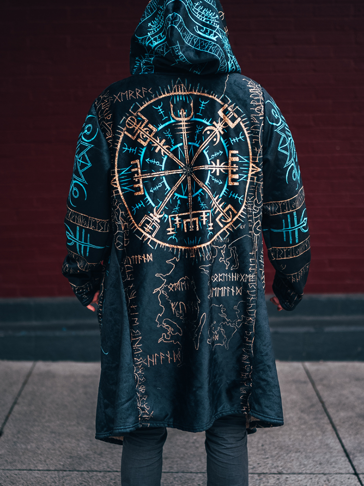 Viking Runes Art Graphics Inspired Hooded Jacket