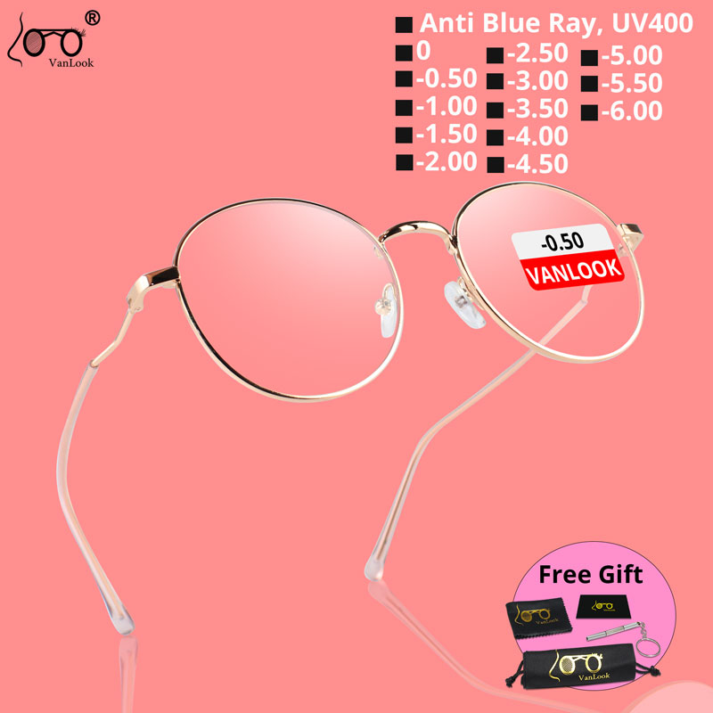Anti Blue Ray Myopia Glasses Men Girls Computer Glasses Round Eyeglass ...