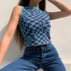 IRREGULAR CHECKERBOARD KNIT TANK TOP
