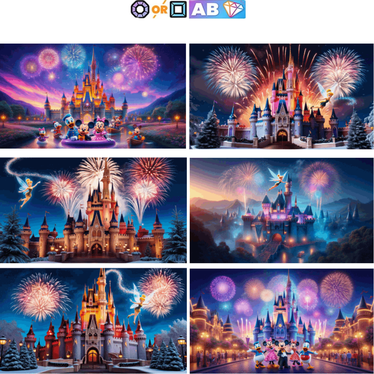 Disney Firework Castle 65*40cm(Canvas) Diamond Painting