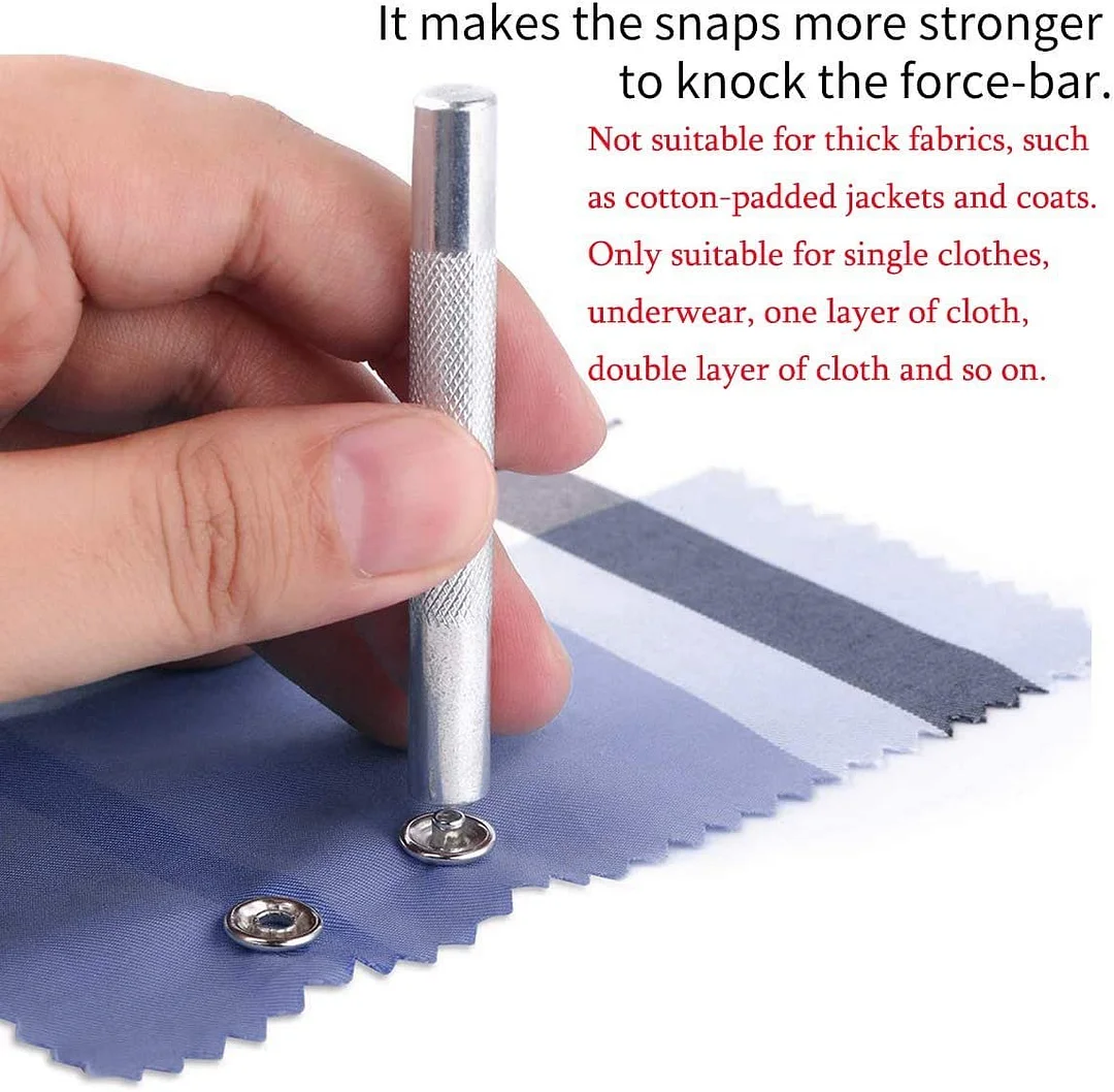 Metal Snaps Buttons With Fastener Pliers Press Tool Kit (10 Colors,9.5mm)