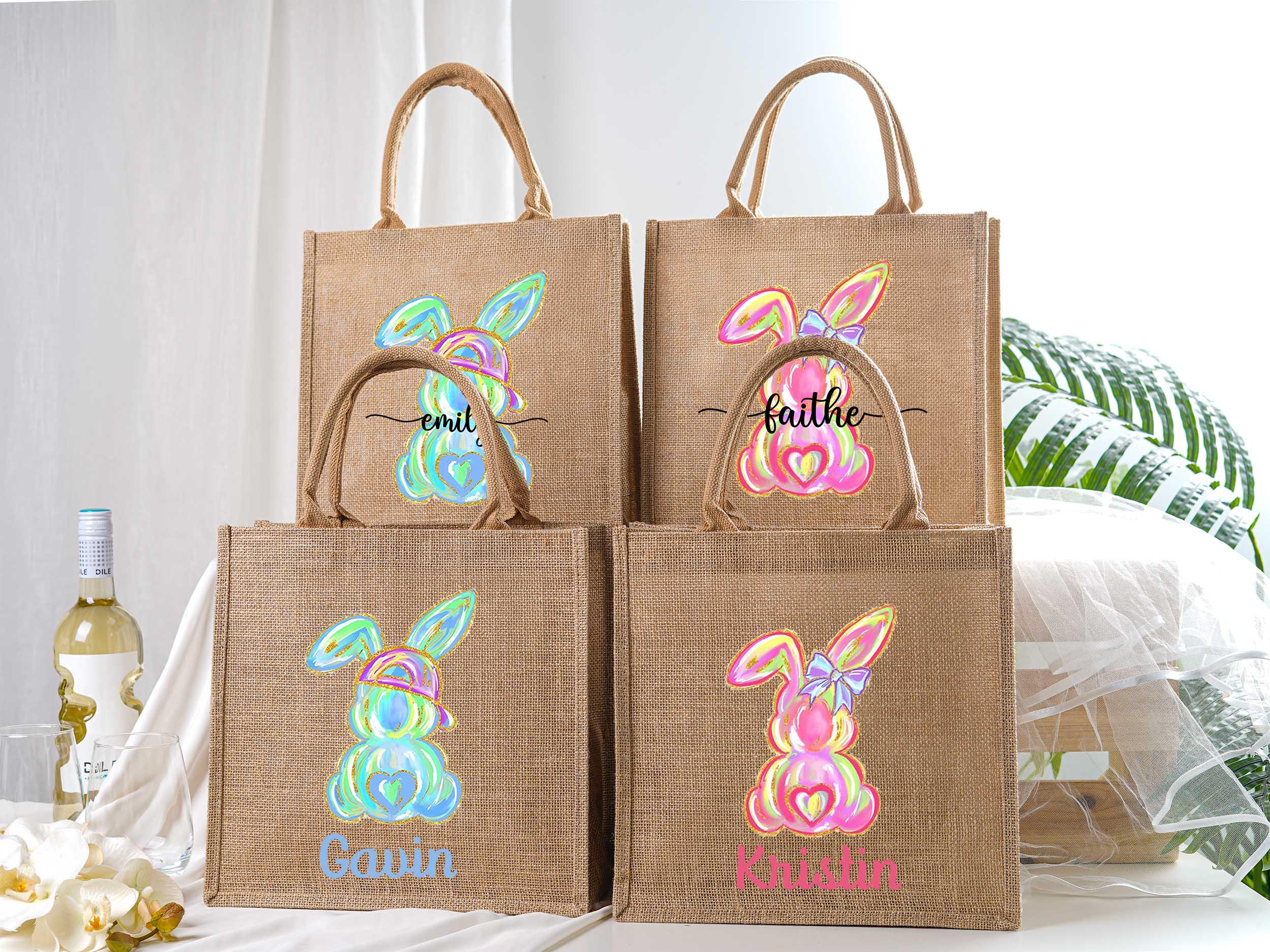 Personalized Easter Tote bag with Bunny