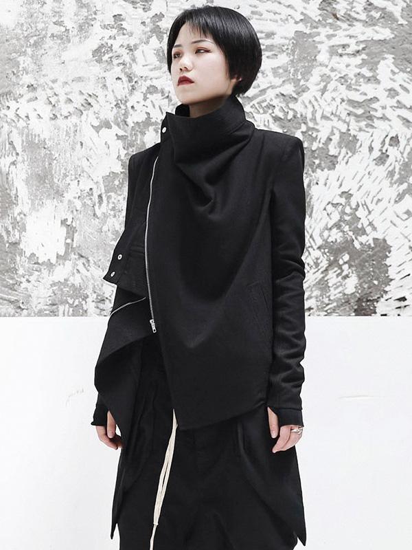 Solid Black Cool Zip-up Jacket