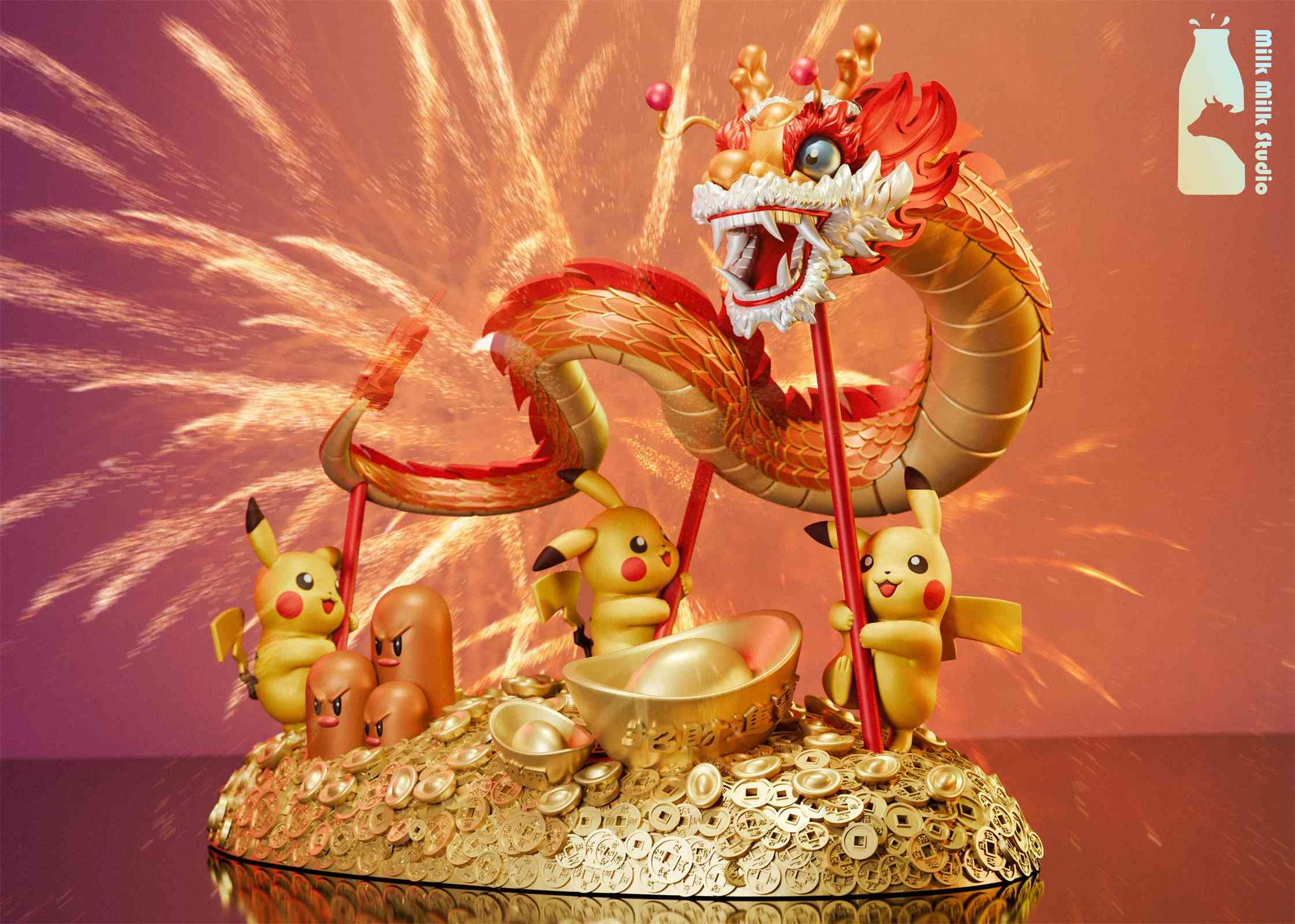 Brilliant Golden Light Dragon Dance Ver. Pikachu with LED - Pokemon ...