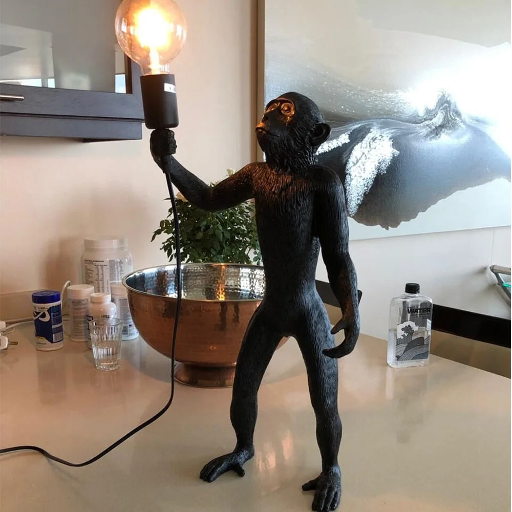 Resin Black White Gold Monkey Lamp Pendant Light For Living Room Lamps ...