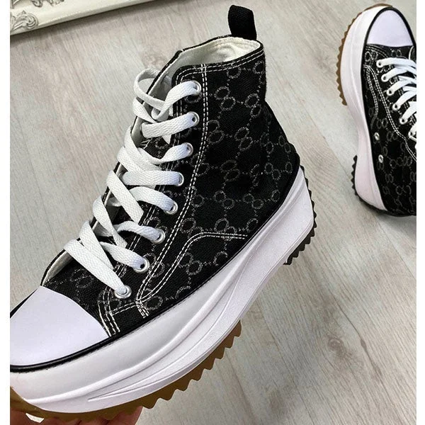 Lace Up Chunky High Top Sneakers