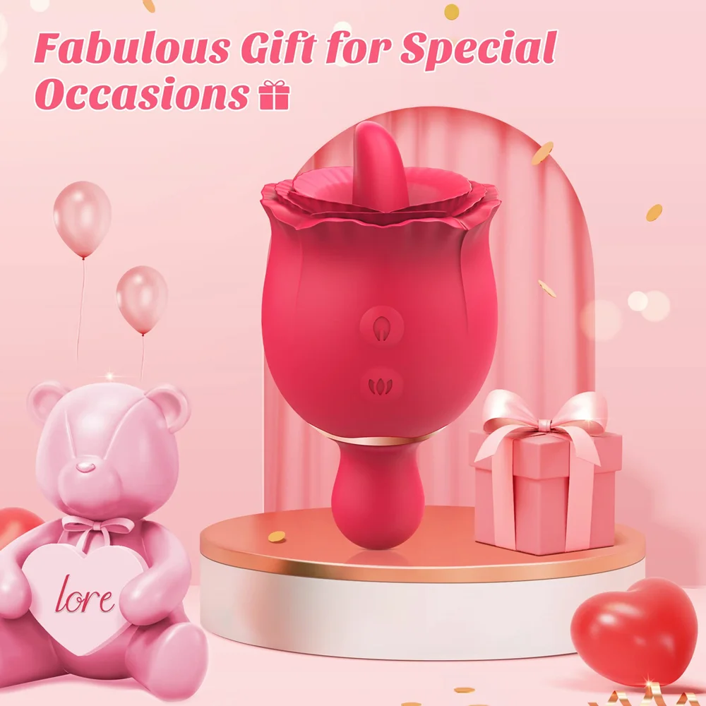 Rose Sex Toy G Spot Stimulator With Imitate Real Tongue Licking