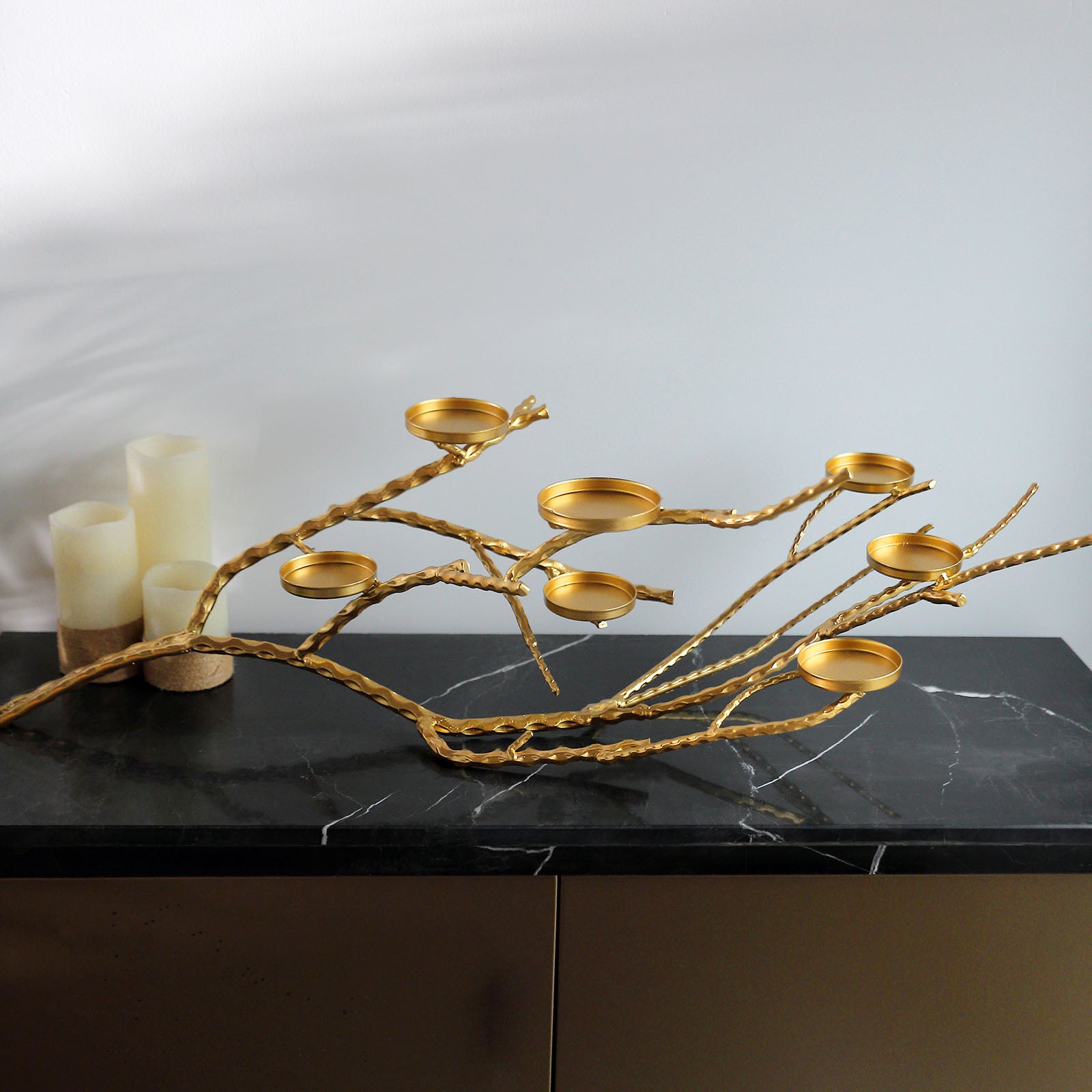 3ft Gold Manzanita Tree Branch Candelabra Metal Twig Branch Candle ...