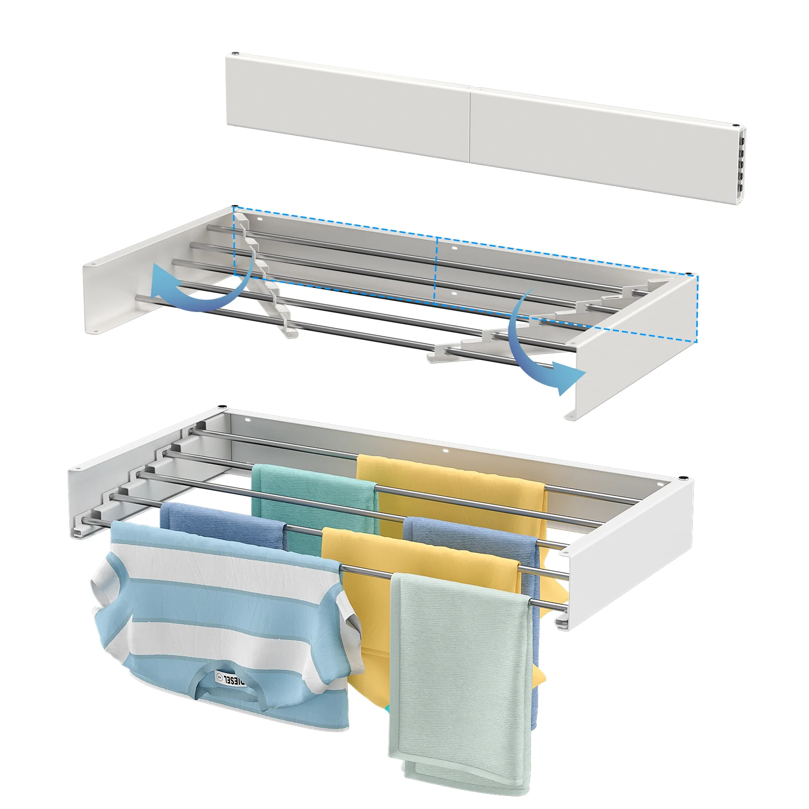 Wall Mounted Drying Rack - Foldable Indoor and Outdoor Drying Rack